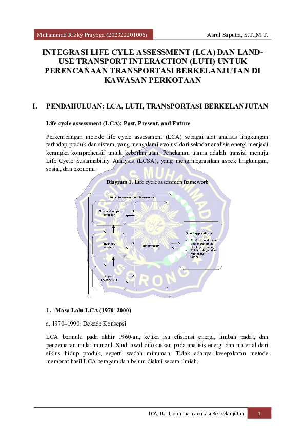 (PDF) INTEGRASI LIFE CYLE ASSESSMENT (LCA) DAN LAND-USE TRANSPORT ...