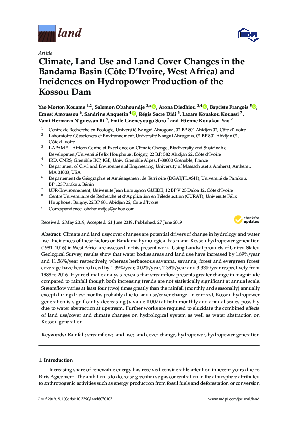 (PDF) Climate, Land Use and Land Cover Changes in the Bandama Basin ...
