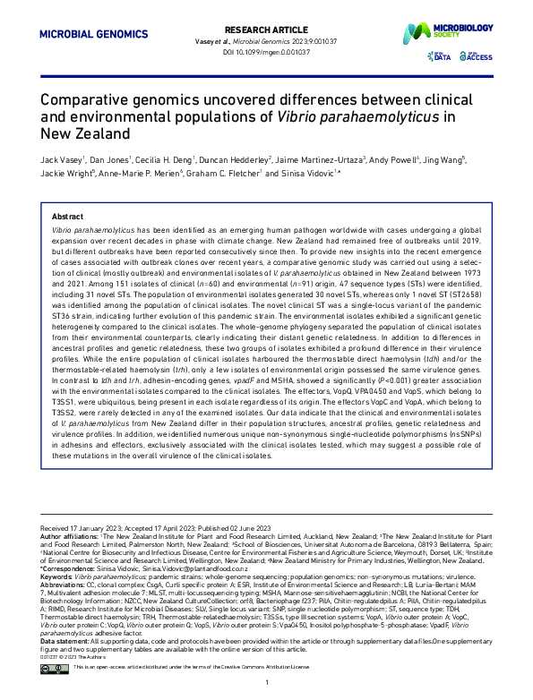 (PDF) Comparative genomics uncovered differences between clinical and environmental populations ...