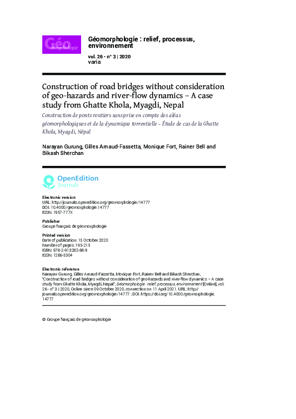 (PDF) Construction of road bridges without consideration of geo-hazards ...