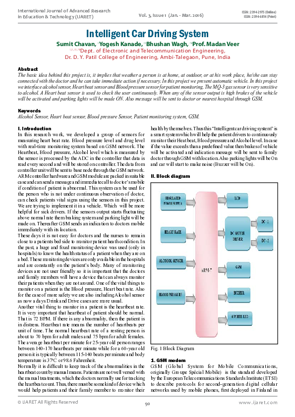 (PDF) Intelligent Car Driving System I