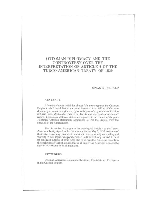 (PDF) Ottoman Diplomacy and the Controversy Over the Interpretation of ...