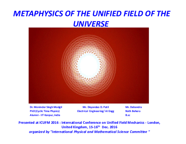 (PDF) Metaphysics of the Unified Field of the Universe