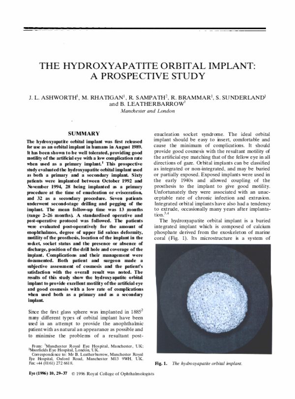 (PDF) The hydroxyapatite orbital implant: A prospective study