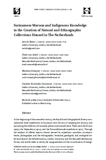 (PDF) Surinamese Maroon and Indigenous Knowledge in the Creation of ...
