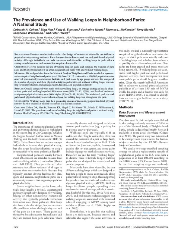 (PDF) The Prevalence and Use of Walking Loops in Neighborhood Parks: A ...