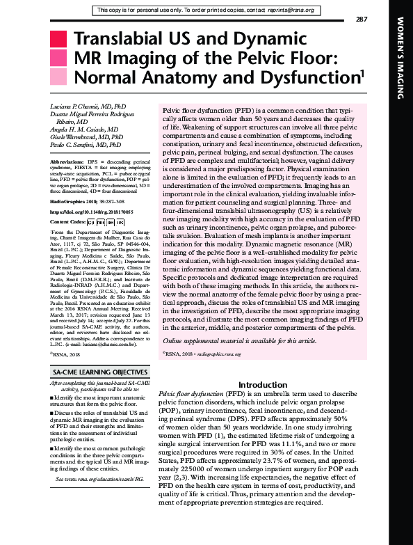 (PDF) Translabial US and Dynamic MR Imaging of the Pelvic Floor: Normal ...