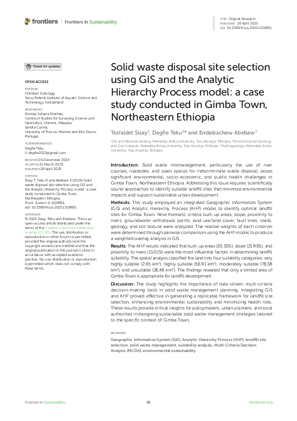 (PDF) Solid waste disposal site selection using GIS and the Analytic ...