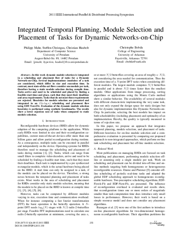 (PDF) Integrated Temporal Planning, Module Selection and Placement of Tasks for Dynamic Networks ...