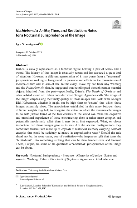 (PDF) Nachleben der Antike, Time, and Restitution: Notes for a ...