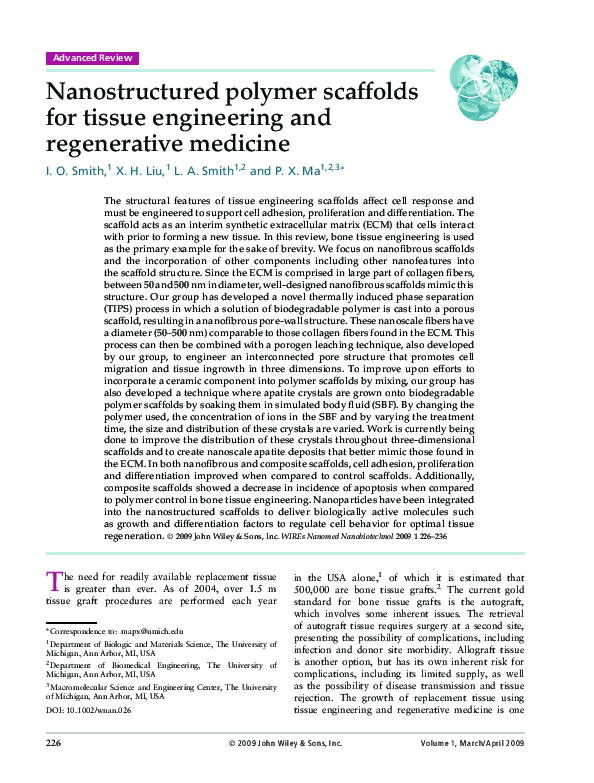 (PDF) Nanostructured polymer scaffolds for tissue engineering and ...