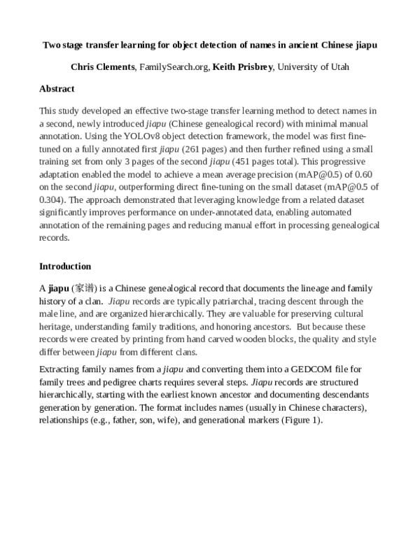 (PDF) Two stage transfer learning for object detection of names in ...