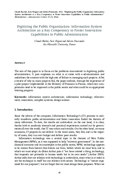 (PDF) Digitizing the Public Organization: Information System ...