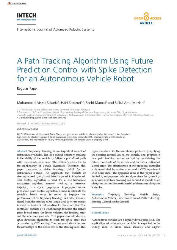 (PDF) A Path Tracking Algorithm Using Future Prediction Control with ...