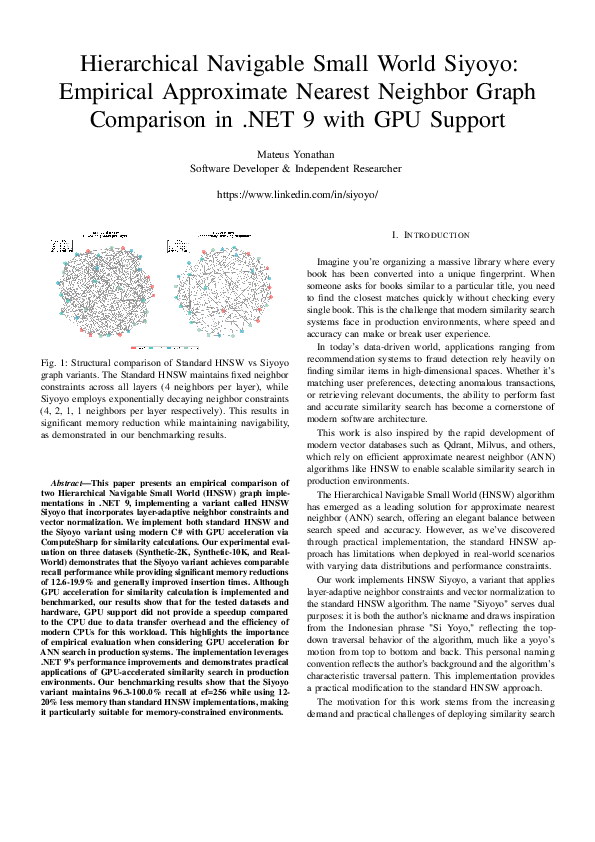 (PDF) Hierarchical Navigable Small World Siyoyo: Empirical Approximate ...