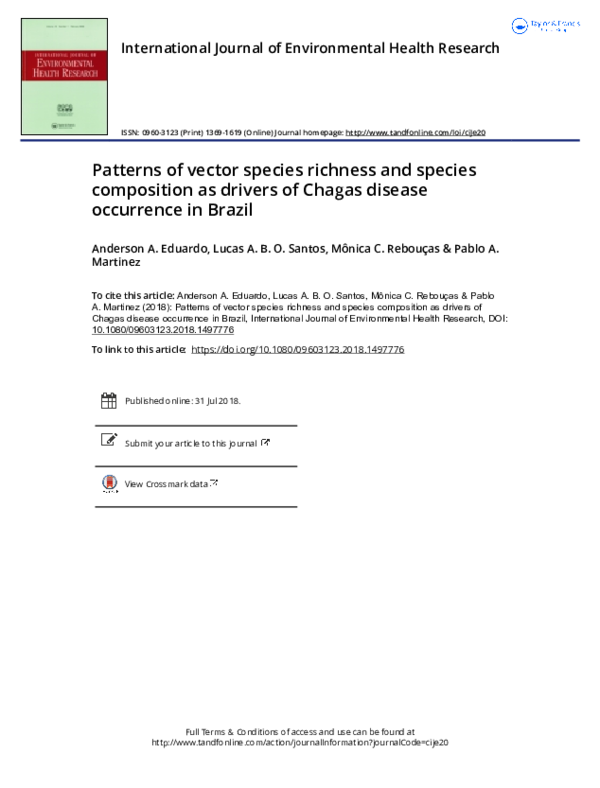 (PDF) Patterns of vector species richness and species composition as ...