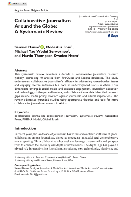(PDF) Collaborative Journalism Around the Globe: A Systematic Review