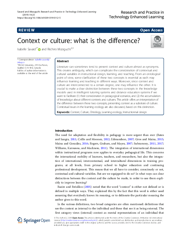 (PDF) Context or culture: what is the difference?