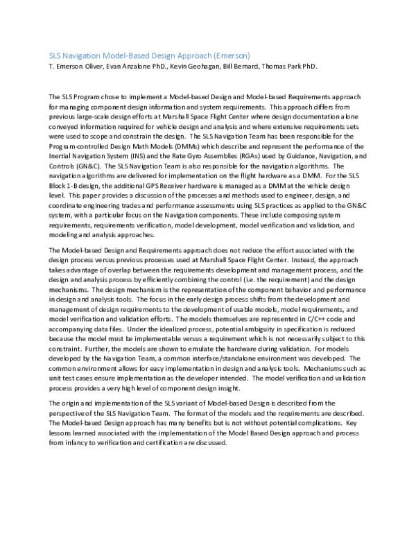 (PDF) SLS Navigation Model-Based Design Approach