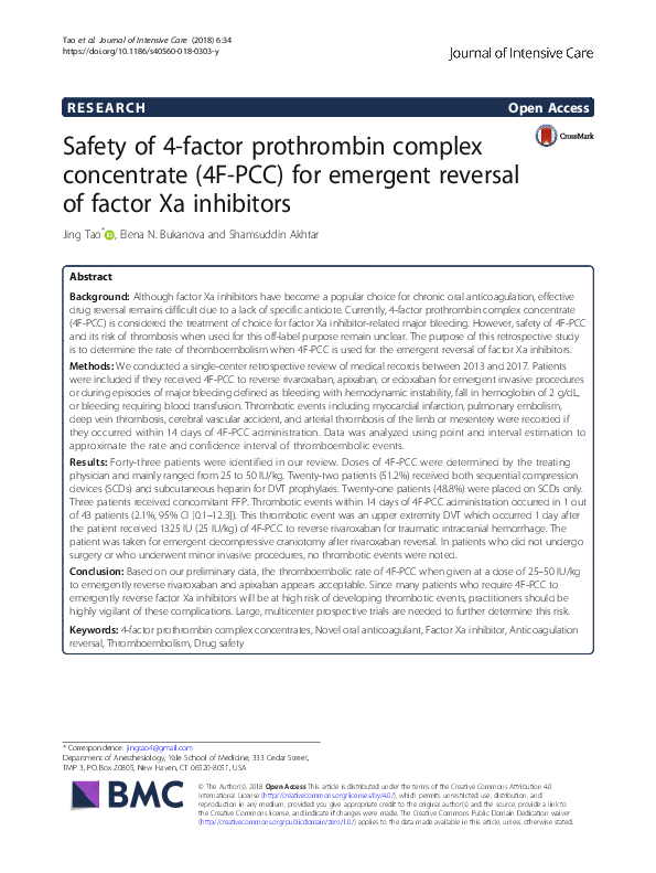 (PDF) Safety of 4-factor prothrombin complex concentrate (4F-PCC) for ...