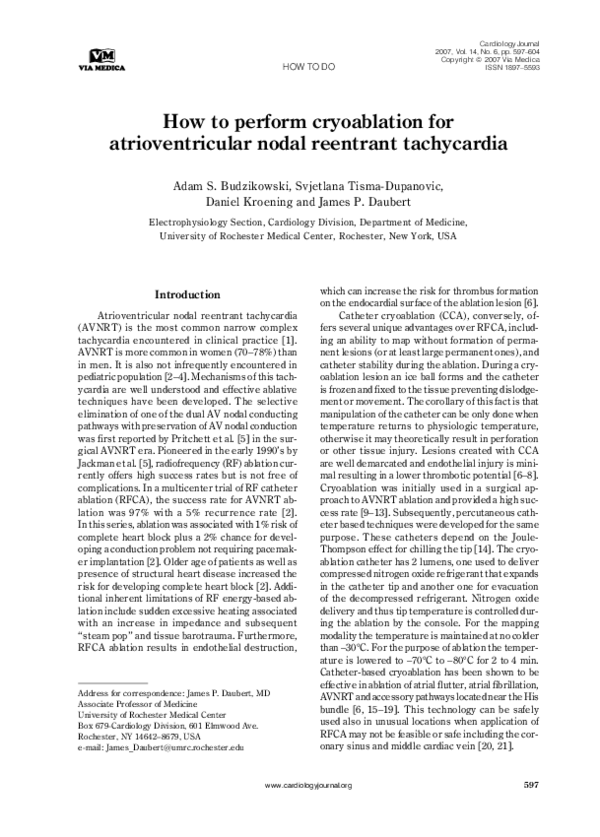 (PDF) How to perform cryoablation for atrioventricular nodal reentrant ...