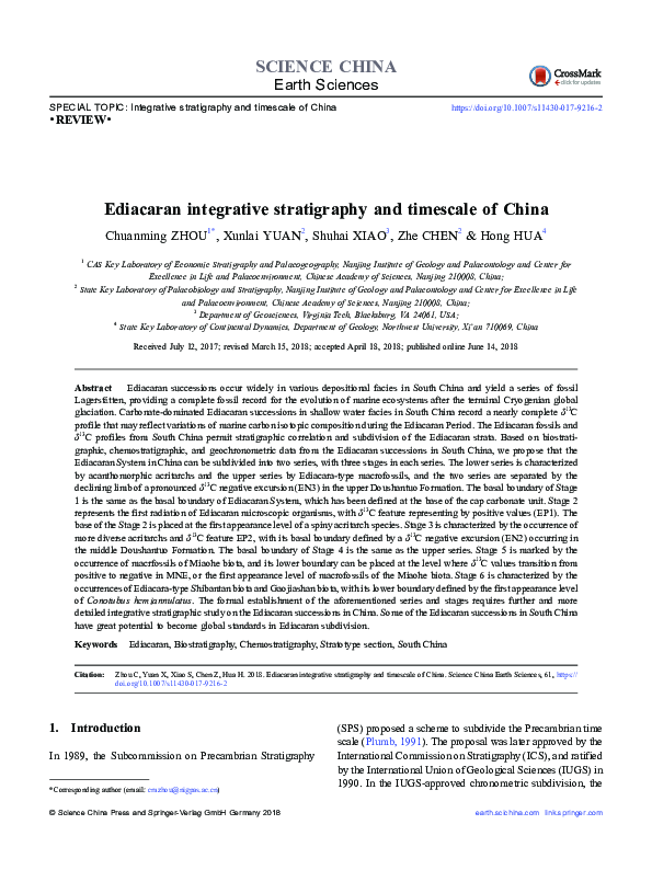 (PDF) Ediacaran integrative stratigraphy and timescale of China