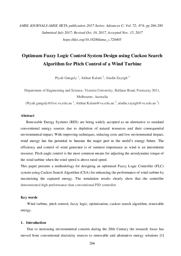 (PDF) Optimum Fuzzy Logic Control System Design using Cuckoo Search Algorithm for Pitch Control ...