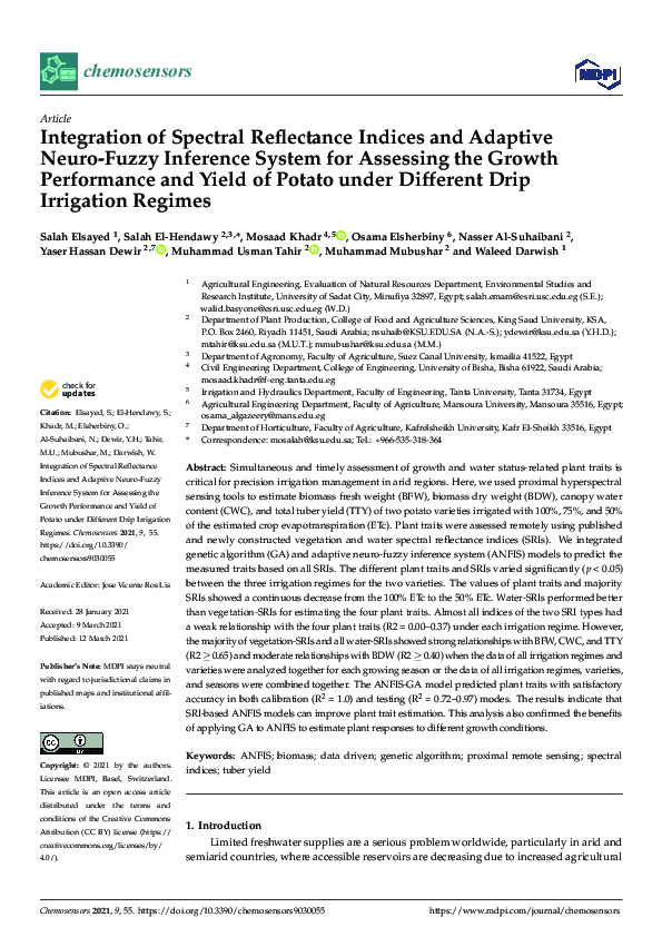 (PDF) Integration of Spectral Reflectance Indices and Adaptive Neuro ...