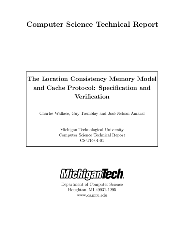 (PDF) The Location Consistency memory model and cache protocol: Specification and verification
