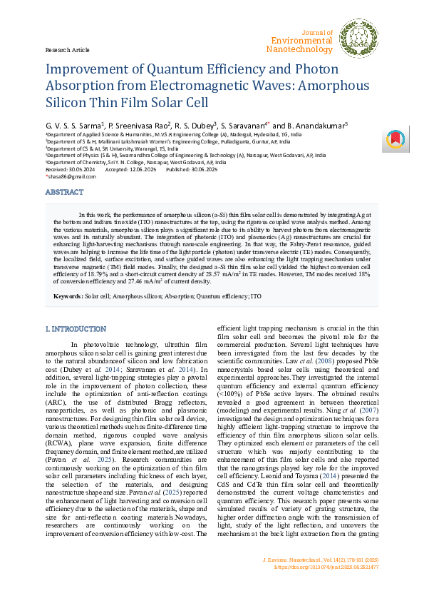 (PDF) Improvement of Quantum Efficiency and Photon Absorption from Electromagnetic Waves ...