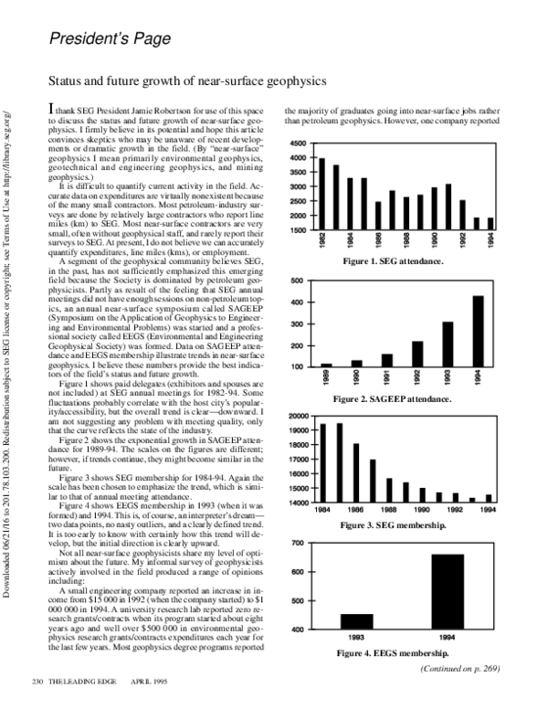 (PDF) Status and future growth of near-surface geophysics