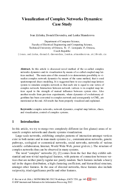 (PDF) Visualization of Complex Networks Dynamics: Case Study