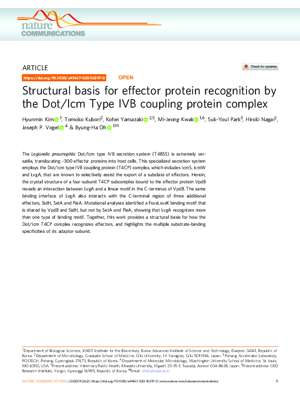 (PDF) Structural basis for effector protein recognition by the Dot/Icm ...