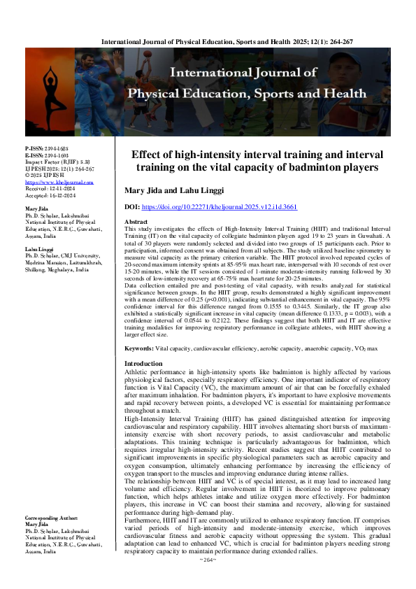 (PDF) Effect of high-intensity interval training and interval training ...