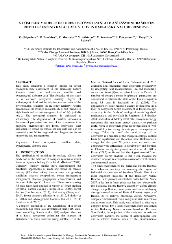 (PDF) A complex model for forest ecosystem state assessment based on ...