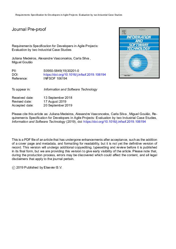 (PDF) Requirements specification for developers in agile projects ...