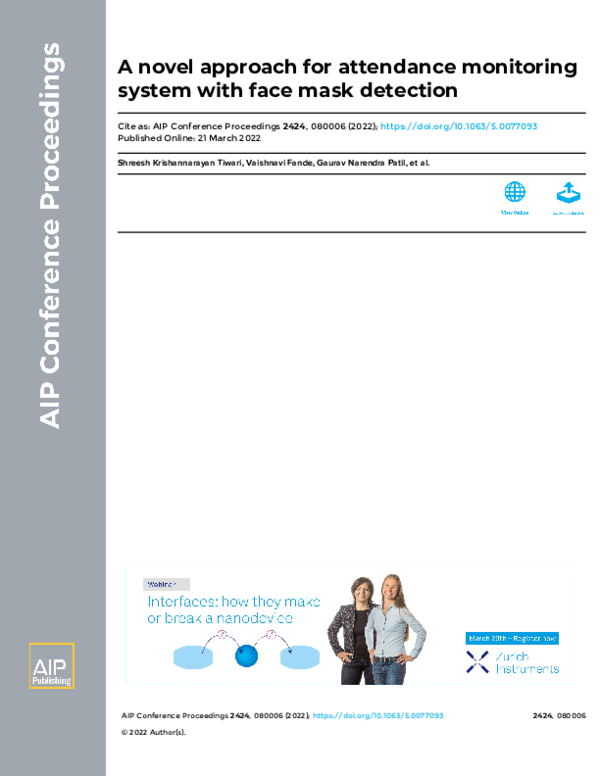 (PDF) A novel approach for attendance monitoring system with face mask ...