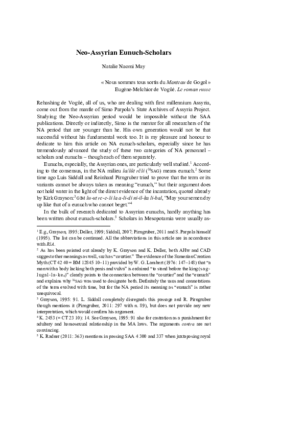 (PDF) Neo-Assyrian Eunuch-Scholars
