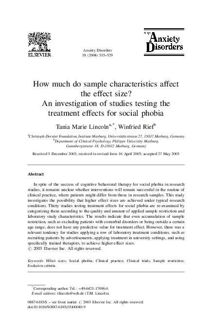 (PDF) How much do sample characteristics affect the effect size?