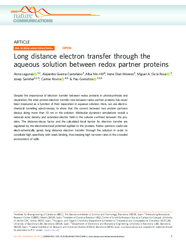 (PDF) Long distance electron transfer through the aqueous solution ...
