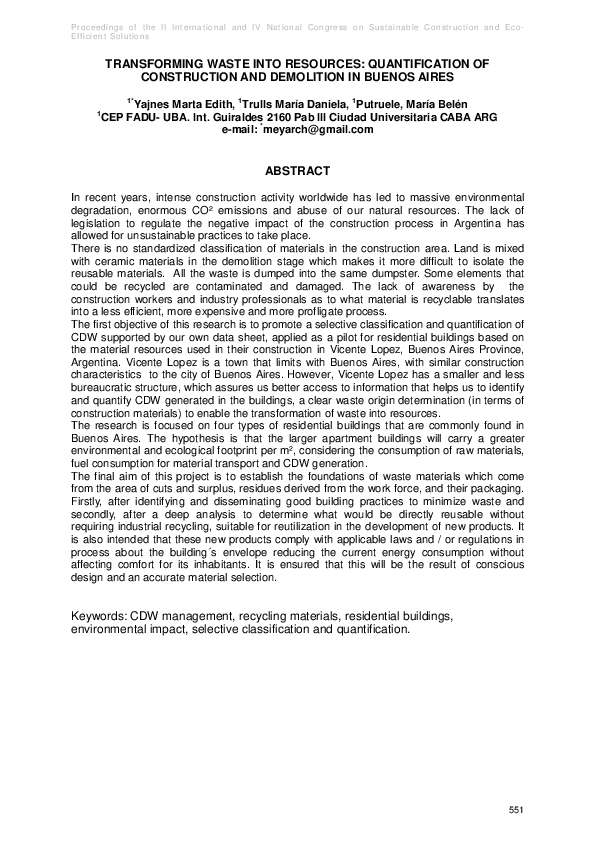 (PDF) Transforming waste into resources: quantification fo construction ...