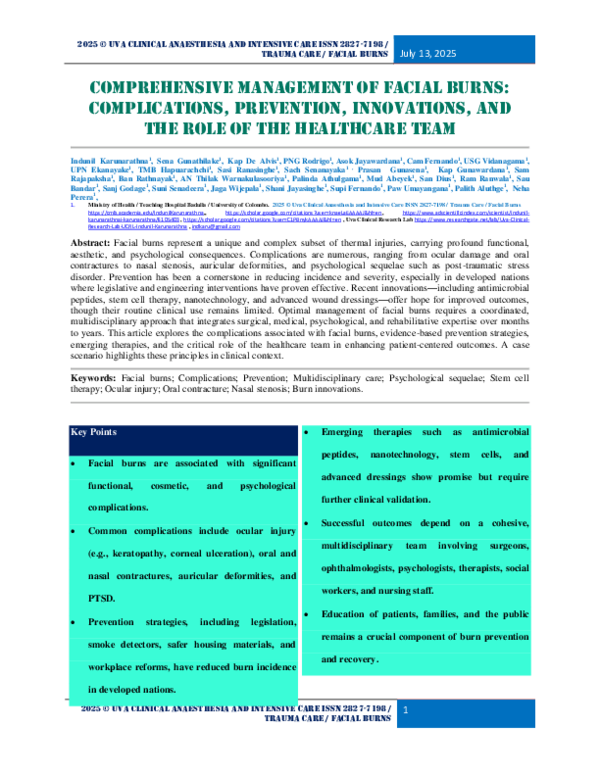 (PDF) Comprehensive Management of Facial Burns