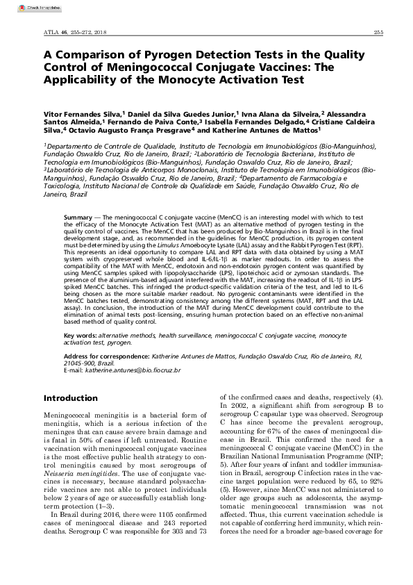 (PDF) A Comparison of Pyrogen Detection Tests in the Quality Control of ...