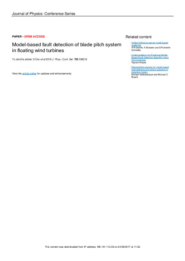 (PDF) Model-based fault detection of blade pitch system in floating ...
