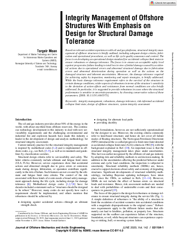 (PDF) Integrity Management of Offshore Structures With Emphasis on ...