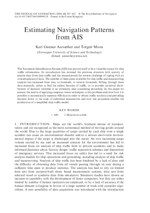 (PDF) Estimating Navigation Patterns from AIS