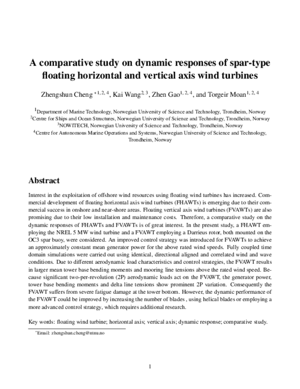 (PDF) A comparative study on dynamic responses of spar-type floating horizontal and vertical ...