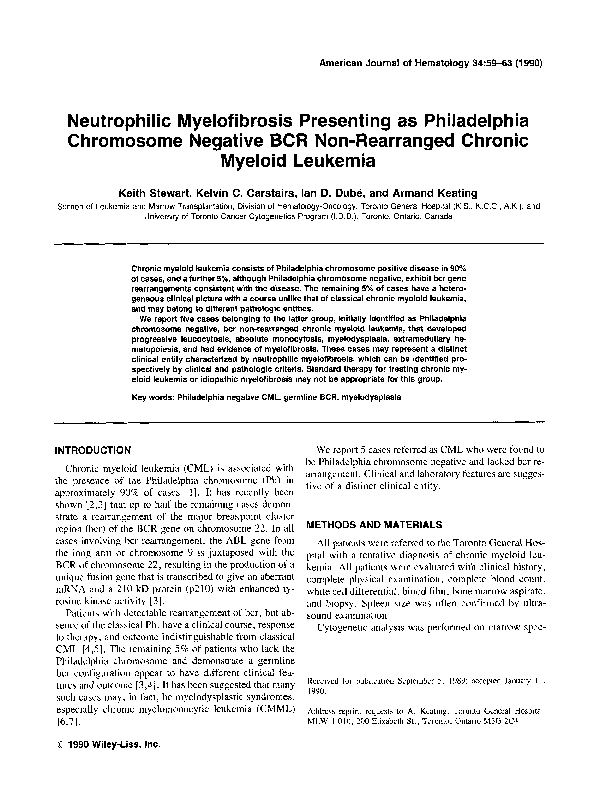 (PDF) Neutrophilic myelofibrosis presenting as philadelphia chromosome negative BCR non ...