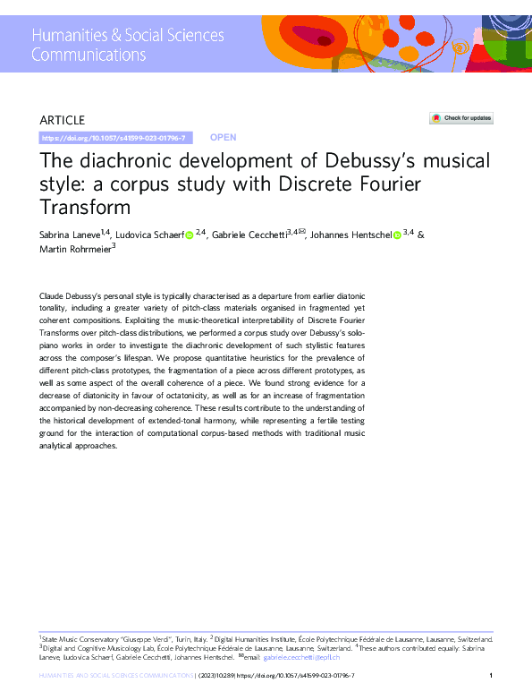(PDF) The diachronic development of Debussy’s musical style: a corpus study with Discrete ...