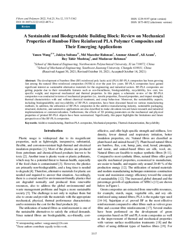 (PDF) A Sustainable and Biodegradable Building Block: Review on ...